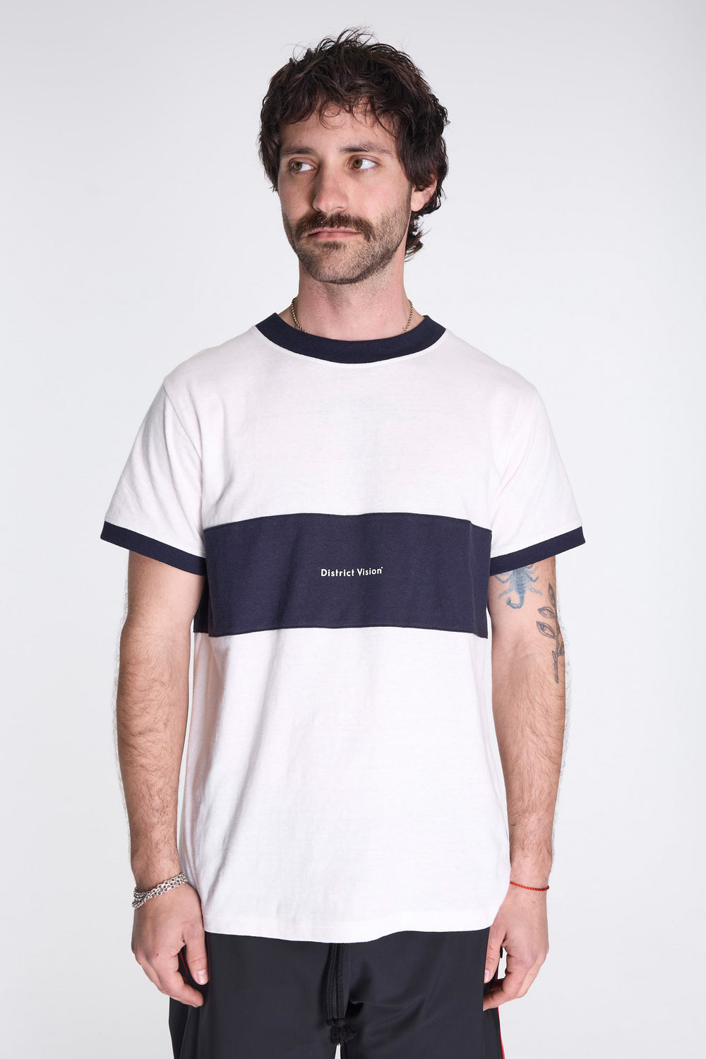 District Vision Japan Cotton Ringer Tee Vintage White/Navy